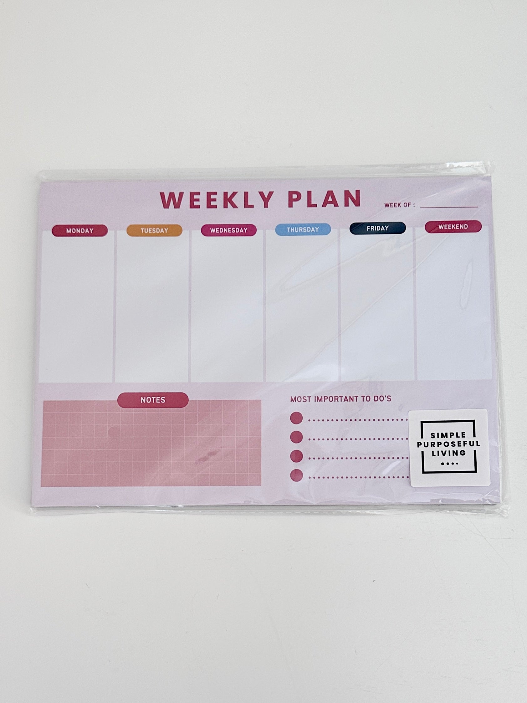 Simple Purposeful Living Weekly Plan Notepad | Organized Weekly Plans – simplepurposefulliving